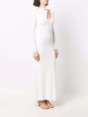 MANURI Cut-out Long-sleeve Dress - White