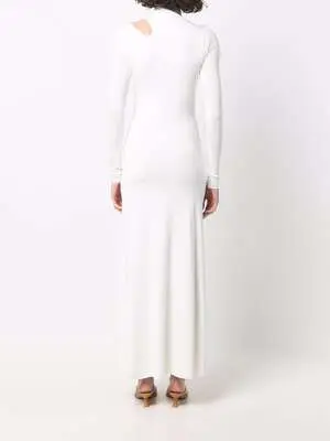 MANURI Cut-out Long-sleeve Dress - White