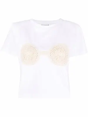 Magda Butrym Crochet-detailed T-shirt - White