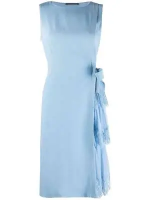 Alberta Ferretti Ruffle-detail Sleeveless Dress - Blue
