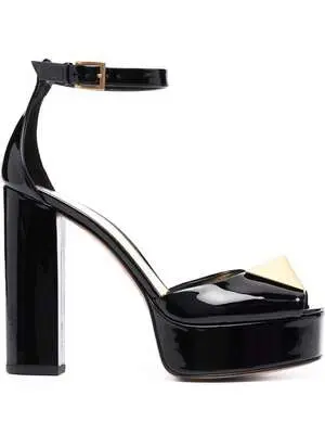 Valentino Garavani One Stud 120mm Patent Leather Sandals - Black