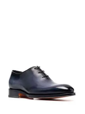 Santoni Lace-up Leather Derby Shoes - Blue