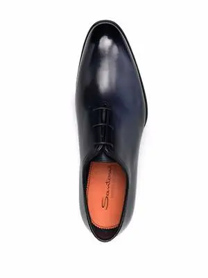 Santoni Lace-up Leather Derby Shoes - Blue