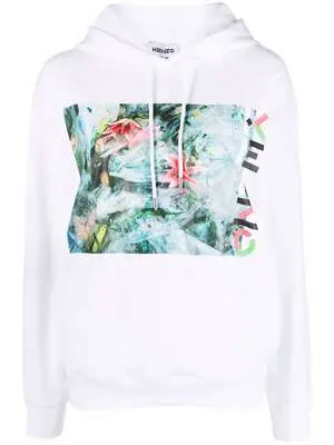 Kenzo Abstract-pattern Print Hoodie - White
