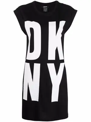 Dkny Longline Logo-print Tank Top - Black