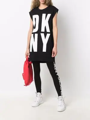 Dkny Longline Logo-print Tank Top - Black