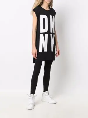 Dkny Longline Logo-print Tank Top - Black