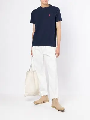 Polo Ralph Lauren Embroidered-logo Cotton T-shirt - Blue