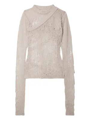 Rick Owens Distressed Open-knit Cashmere And Wool-blend Sweater