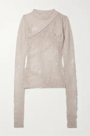 Rick Owens Distressed Open-knit Cashmere And Wool-blend Sweater