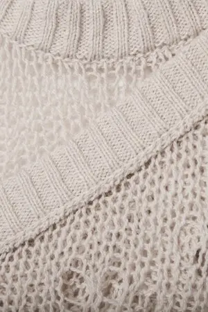 Rick Owens Distressed Open-knit Cashmere And Wool-blend Sweater