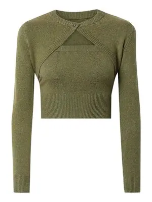DEVEAUX Clara Merino Wool And Cashmere-blend Top And Cardigan Set