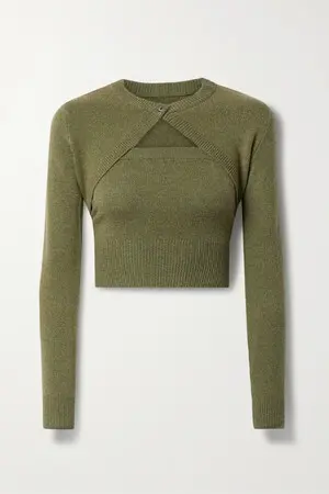 DEVEAUX Clara Merino Wool And Cashmere-blend Top And Cardigan Set