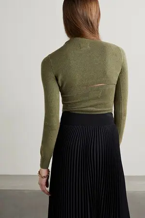 DEVEAUX Clara Merino Wool And Cashmere-blend Top And Cardigan Set