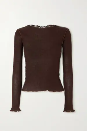 BASERANGE Vein Ribbed Organic Cotton-jersey Top