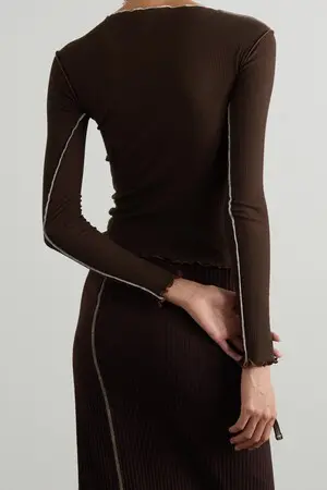 BASERANGE Vein Ribbed Organic Cotton-jersey Top