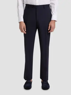 Canali Stretch Wool Trousers - Navy