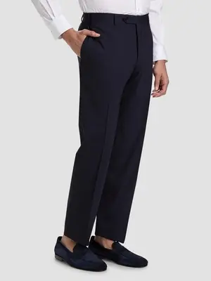 Canali Stretch Wool Trousers - Navy