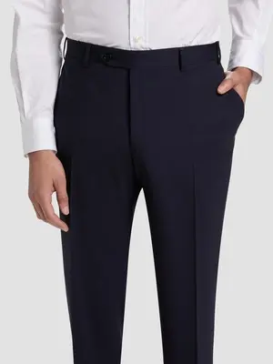 Canali Stretch Wool Trousers - Navy