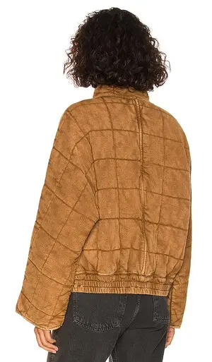 Free People Dolman Quilted Knit Jacket In Tan