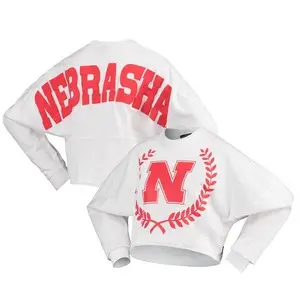 SPIRIT JERSEY Nebraska Huskers Laurels Crop Long Sleeve T-shirt - White