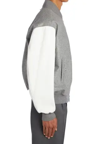 Thom Browne 4-bar Oversize Wool & Leather Bomber Jacket
