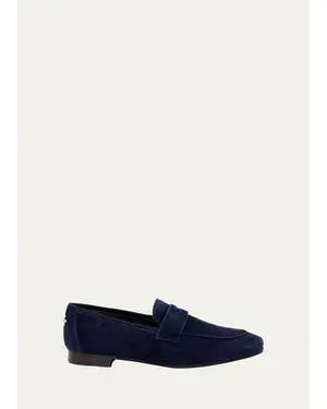 BOUGEOTTE Suede Slip-on Penny Loafers Navy