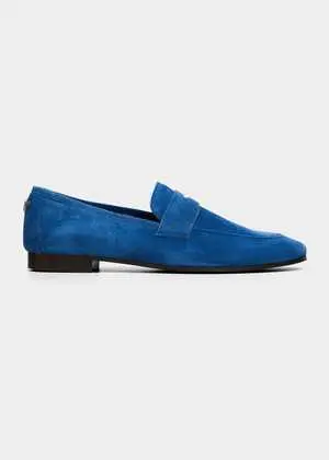 BOUGEOTTE Suede Slip-on Penny Loafers Royal Blue