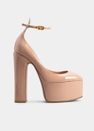 Valentino Garavani Patent Leather Ankle-Strap Platform Pumps Rose