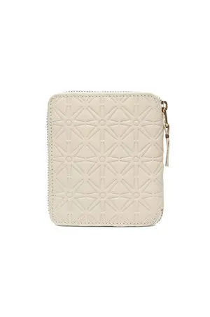 Comme Des Garçons Star Embossed Zip Fold Wallet In White