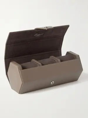 RAPPORT LONDON Vantage Leather Three-watch Roll - Brown