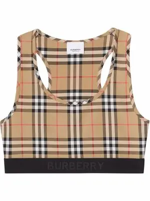 Burberry Vintage Check-print Sports Bra - Neutrals