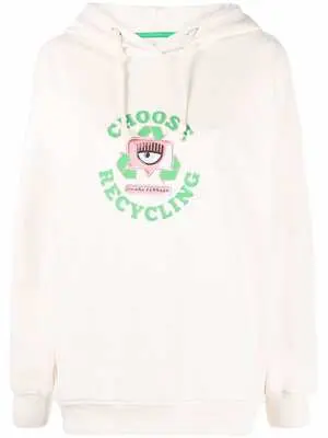 CHIARA FERRAGNI Eye-motif Hoodie - Neutrals