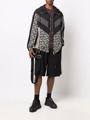 Balmain Geometric Print Zip-up Hooded Jacket
