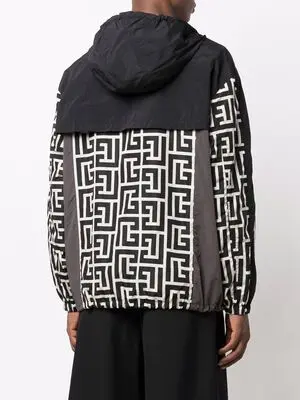 Balmain Geometric Print Zip-up Hooded Jacket