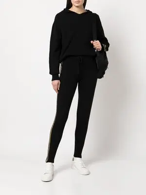MADISON MAISON Laminated-stripe Cashmere Trousers - Black