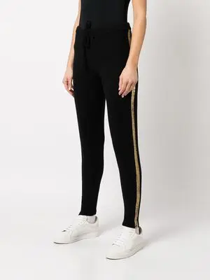 MADISON MAISON Laminated-stripe Cashmere Trousers - Black