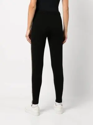 MADISON MAISON Laminated-stripe Cashmere Trousers - Black