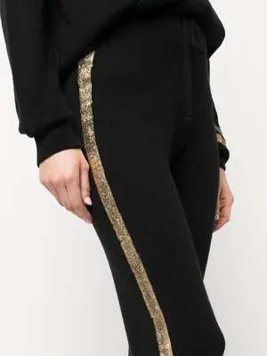 MADISON MAISON Laminated-stripe Cashmere Trousers - Black