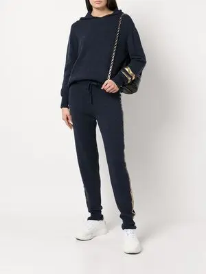 MADISON MAISON Laminated-stripe Cashmere Trousers - Blue