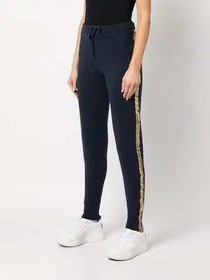 MADISON MAISON Laminated-stripe Cashmere Trousers - Blue