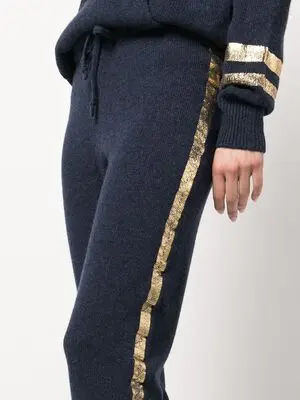 MADISON MAISON Laminated-stripe Cashmere Trousers - Blue