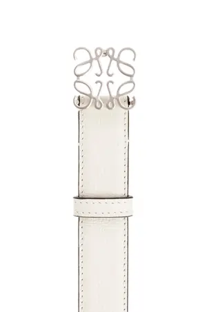Loewe Anagram Pebble Grain Leather Belt Soft White/silver