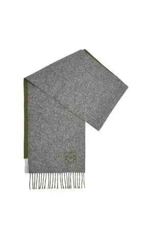 Loewe Scarf In Wool And Cashmere Grey/green