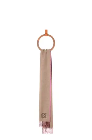 Loewe Scarf In Wool And Cashmere Pink/camel