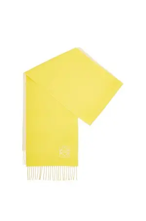 Loewe Scarf In Wool And Cashmere Yellow/white