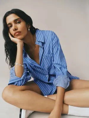 REFORMATION Will Oversized Striped Shirt