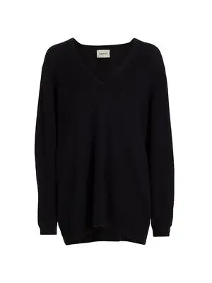 Khaite Women's Sam Cashmere V-Neck Sweater - Smoke - Size Large - Smoke  - Black