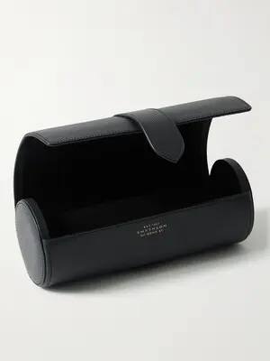 Smythson Panama Cross-grain Leather Watch Roll - Blue