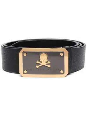 Philipp Plein Logo-plaque Leather Belt - Black